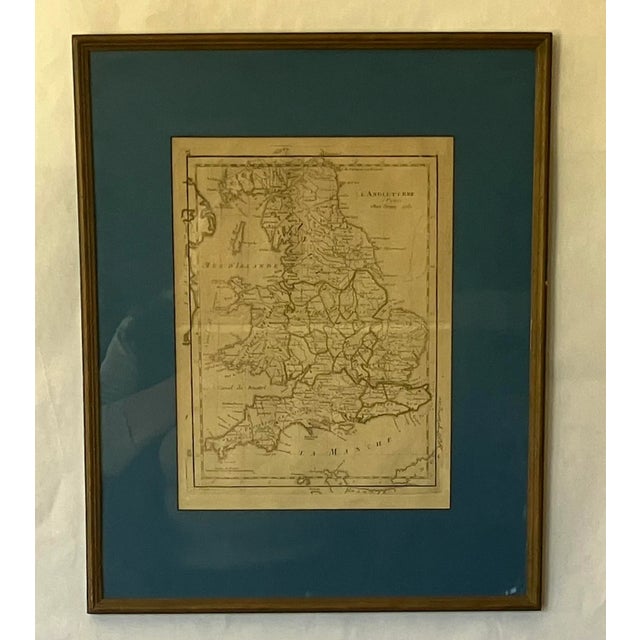 Mid 18th Century French Engraving Map of England, L’Angleterre, Framed ...