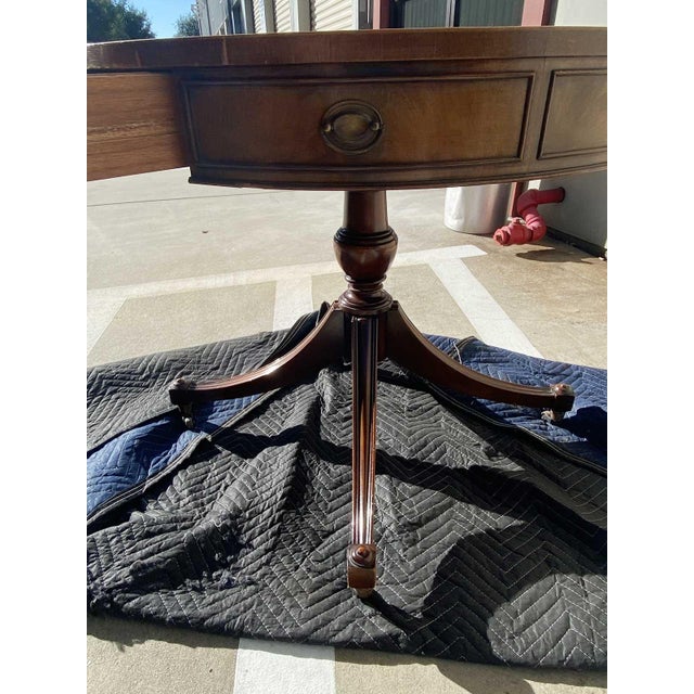 1930s Vintage Mahogany Weimar Leather Topped Side Table | Chairish