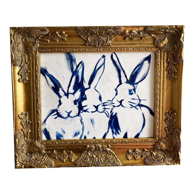 Bunny Hop Original Art Gold Gilded Wooden Frame Artist Tatiana ...