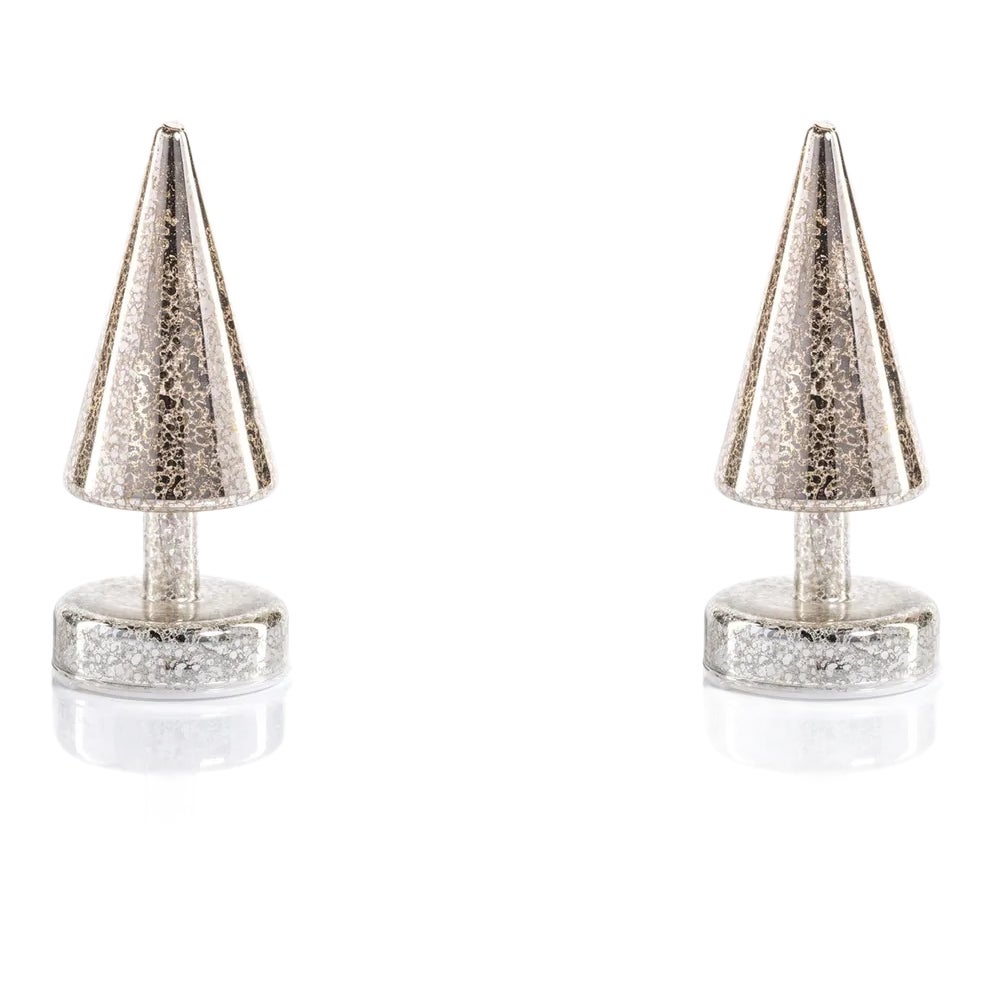 Crimbo 7" Gold Sparkle Cone LED Trees, Set of 2 | Chairish