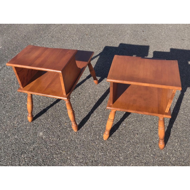Mid 20th Century Pair Vintage Maple Colonial Style Step End Tables ...