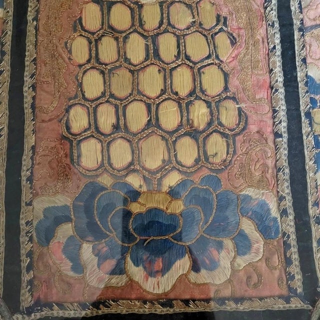 19th C Chinese Embroidered Silk Dragon Rank Badge | Chairish
