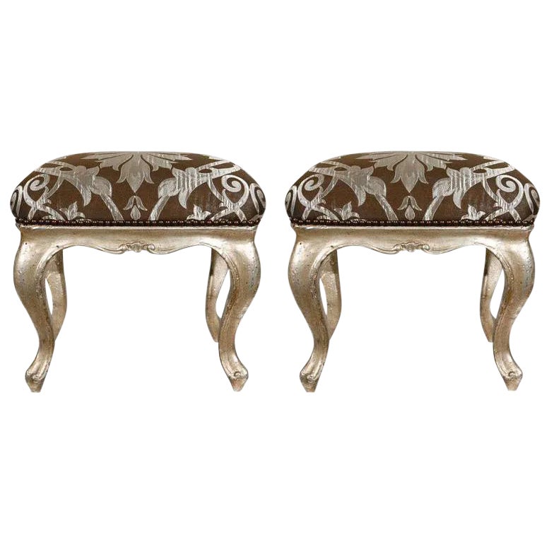 18th C. Italian Silver-Leafed Stools - a Pair | Chairish