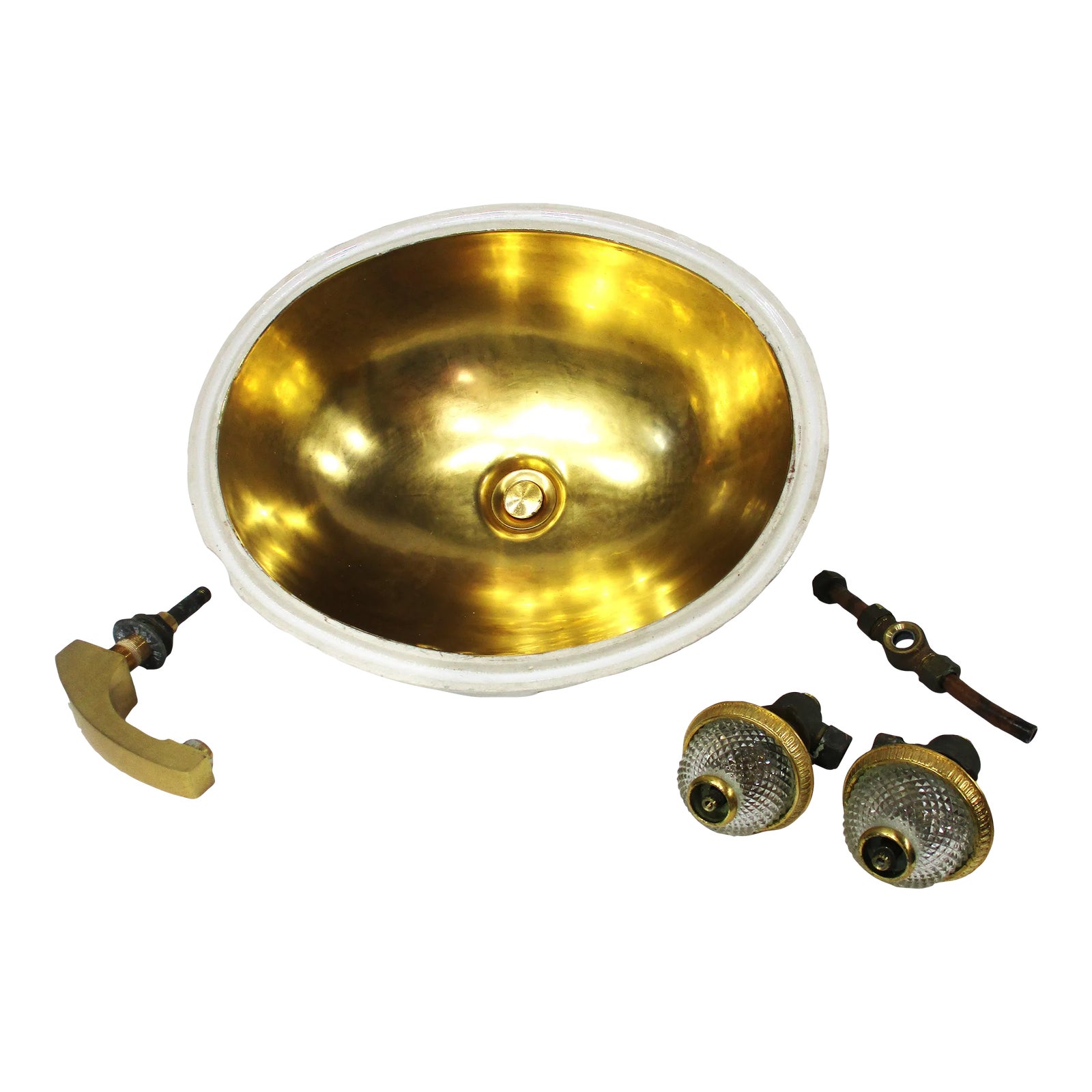 Sherle Wagner Styled Gold Plated Sink , Glass , Bath Fixtures | Chairish