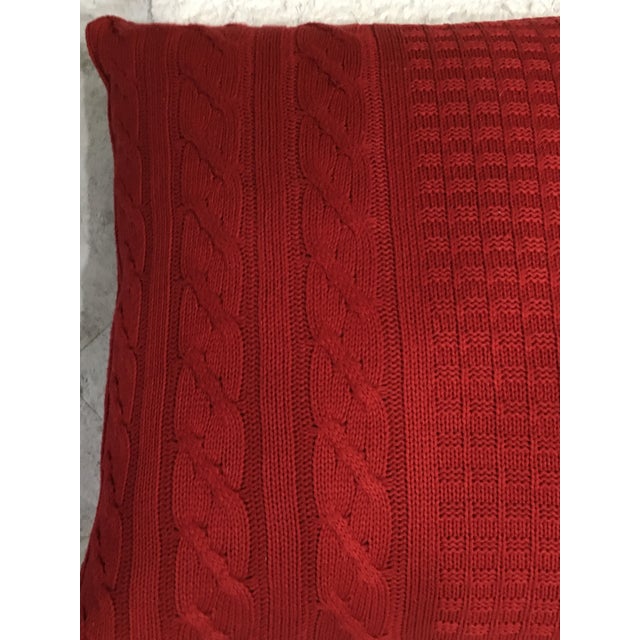 Extra Large Red Cable Pillows - A Pair | Chairish