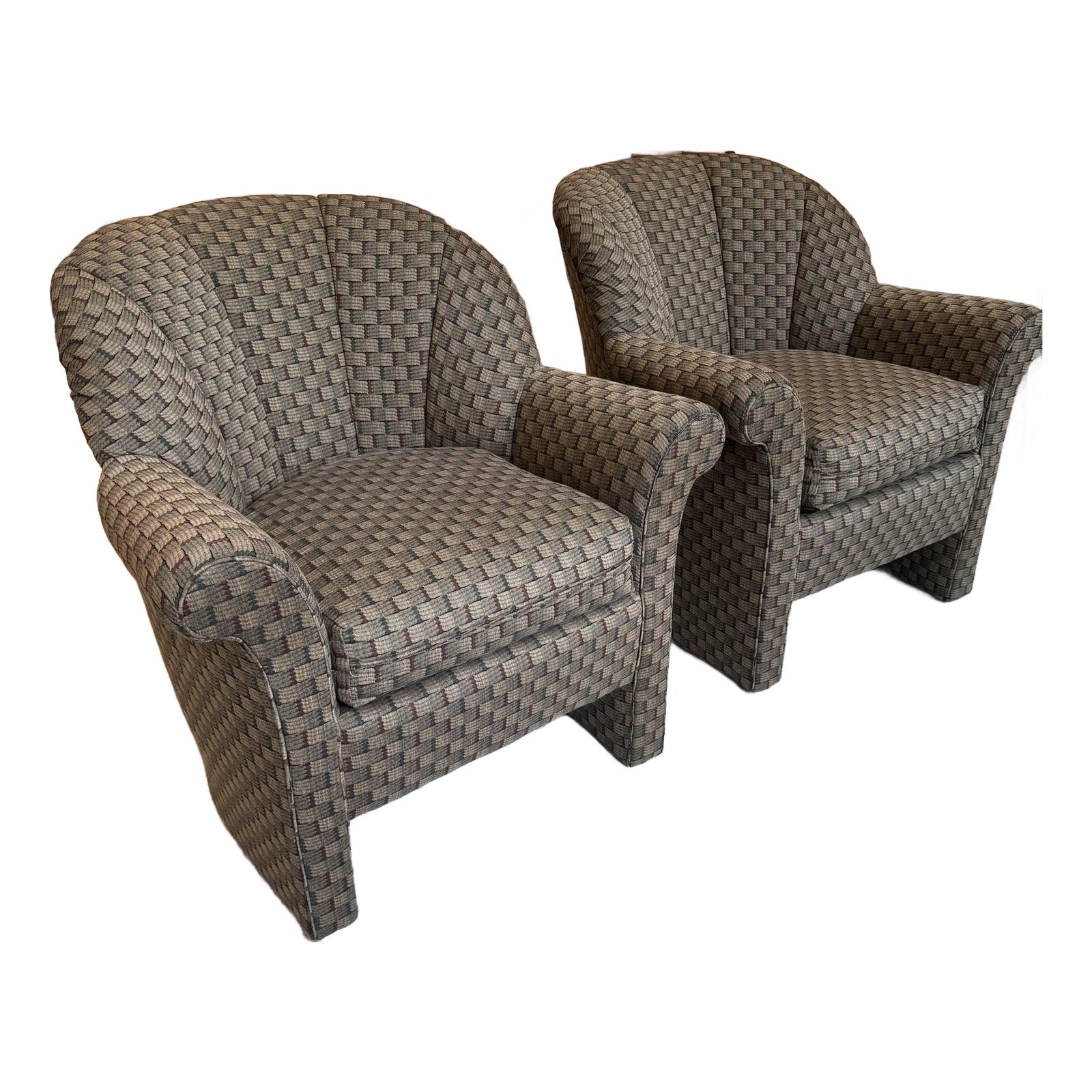 1970s Pair of Vintage Channel Back Club Chairs | Chairish