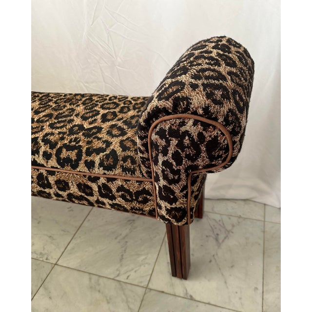 1970’s Leopard Print Rolled Arm Bench | Chairish