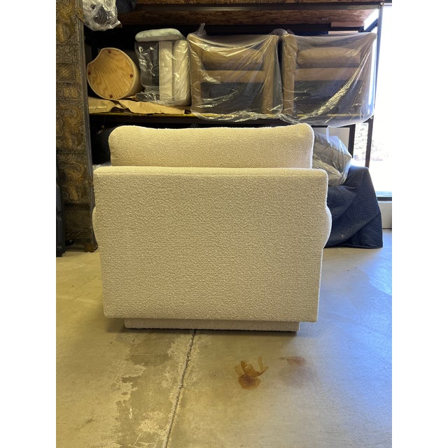 Contemporary Lounge Chair on Upholstered Plynth Base | Chairish