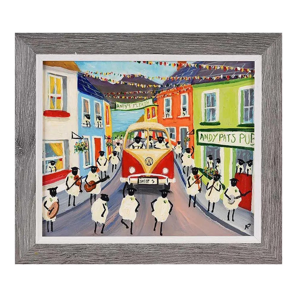 Sheep in a Vw Split Screen Camper Van Celebrating St Patricks Day in ...