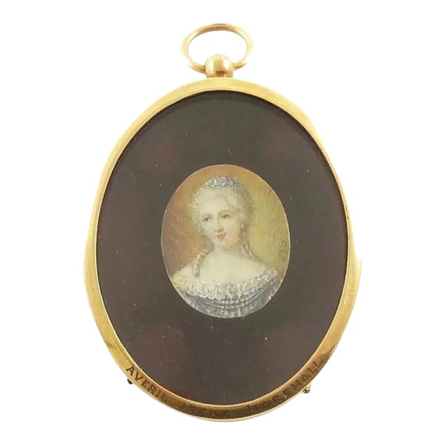 Antique French Miniature Portrait of a Lady, 19th Century, Oval Gilt Frame | Chairish