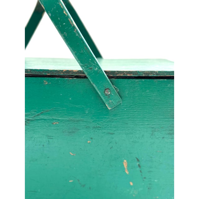 Vintage Large Green Box With Handles Wood Storage Box Basket Cooler or ...