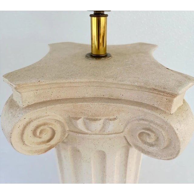 1970s Plaster Column Lamp & Shade | Chairish
