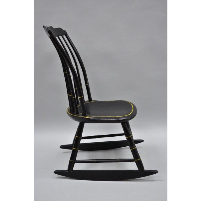 Antique Hitchcock Style Child's Black Bow Back Windsor Rocking Chair ...