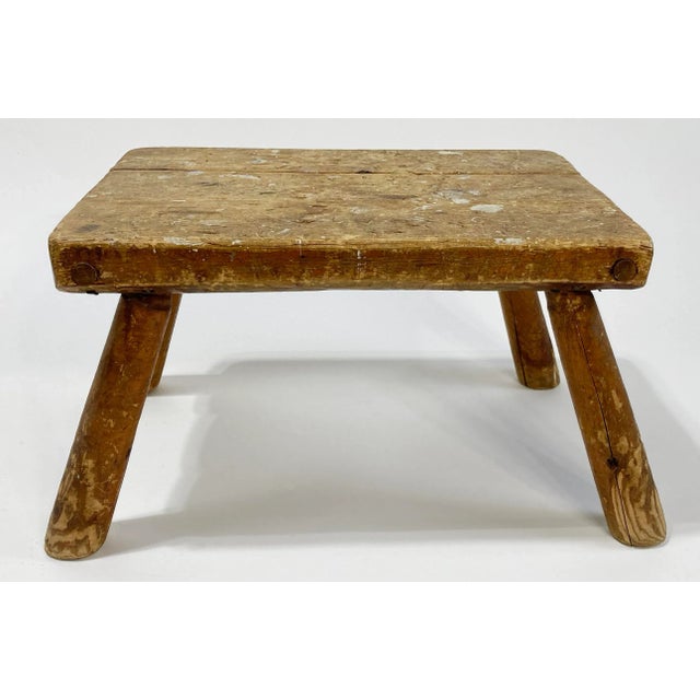 Vintage Primitive Split Wood Log Stool | Chairish
