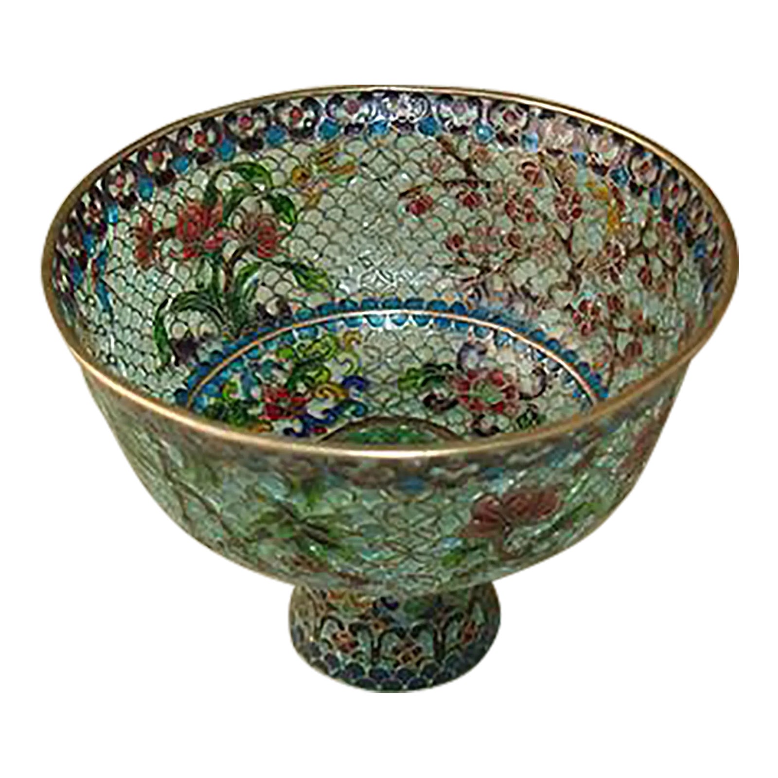 1920s Chinese Enamel Stained Glass Goblet - Plique-a-Jour | Chairish