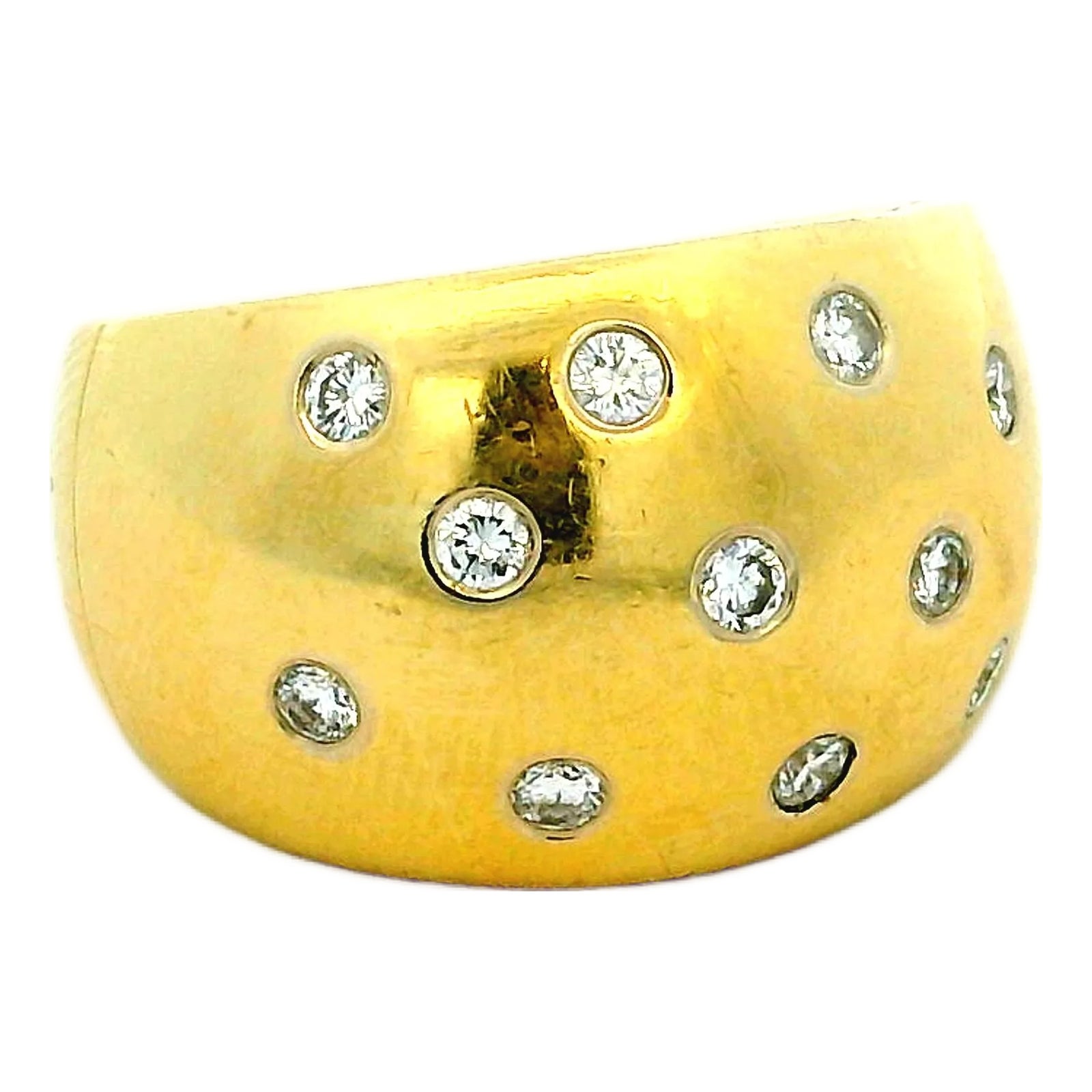 1990s Spark Creations 18k Yellow Gold Diamond Scatter Dome Ring Size 7 ...