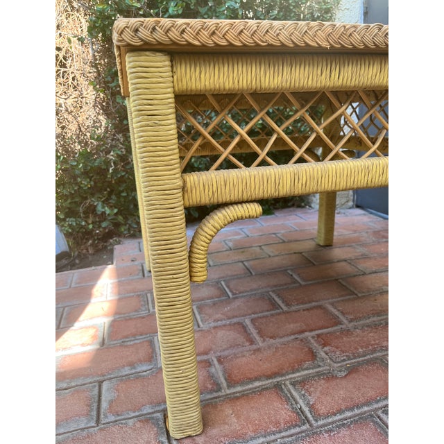 1980s Costal Chic Henry Link Wicker and Rattan Side Table | Chairish