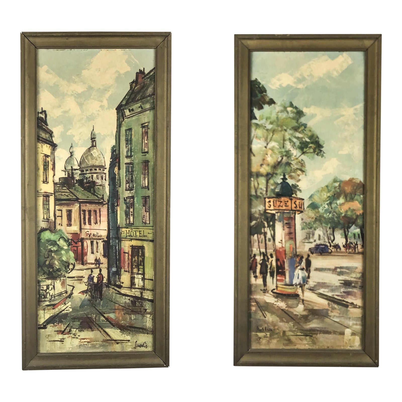 MCM Paris France Street Scene Prints a Pair | Chairish