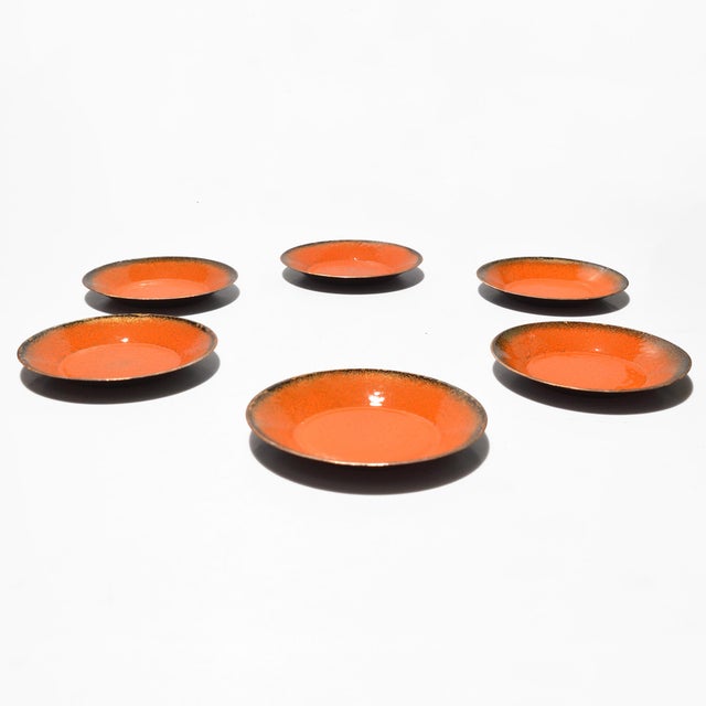 1960s Enameled Copper Plates, Germany- Set of 6 | Chairish