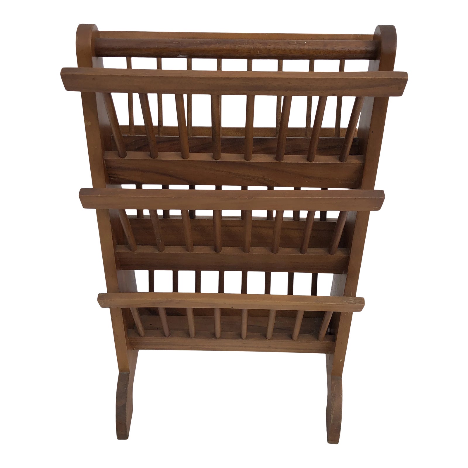 Midcentury Solid Wood Magazine Rack | Chairish