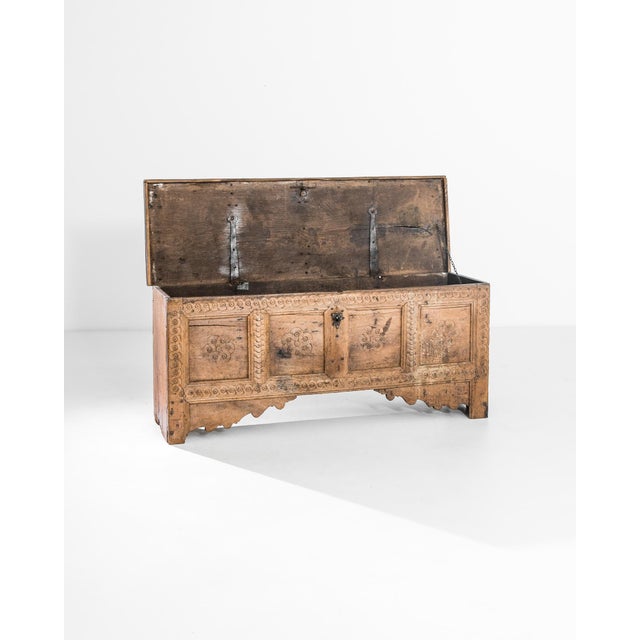 Antique German Wooden Trunk | Chairish