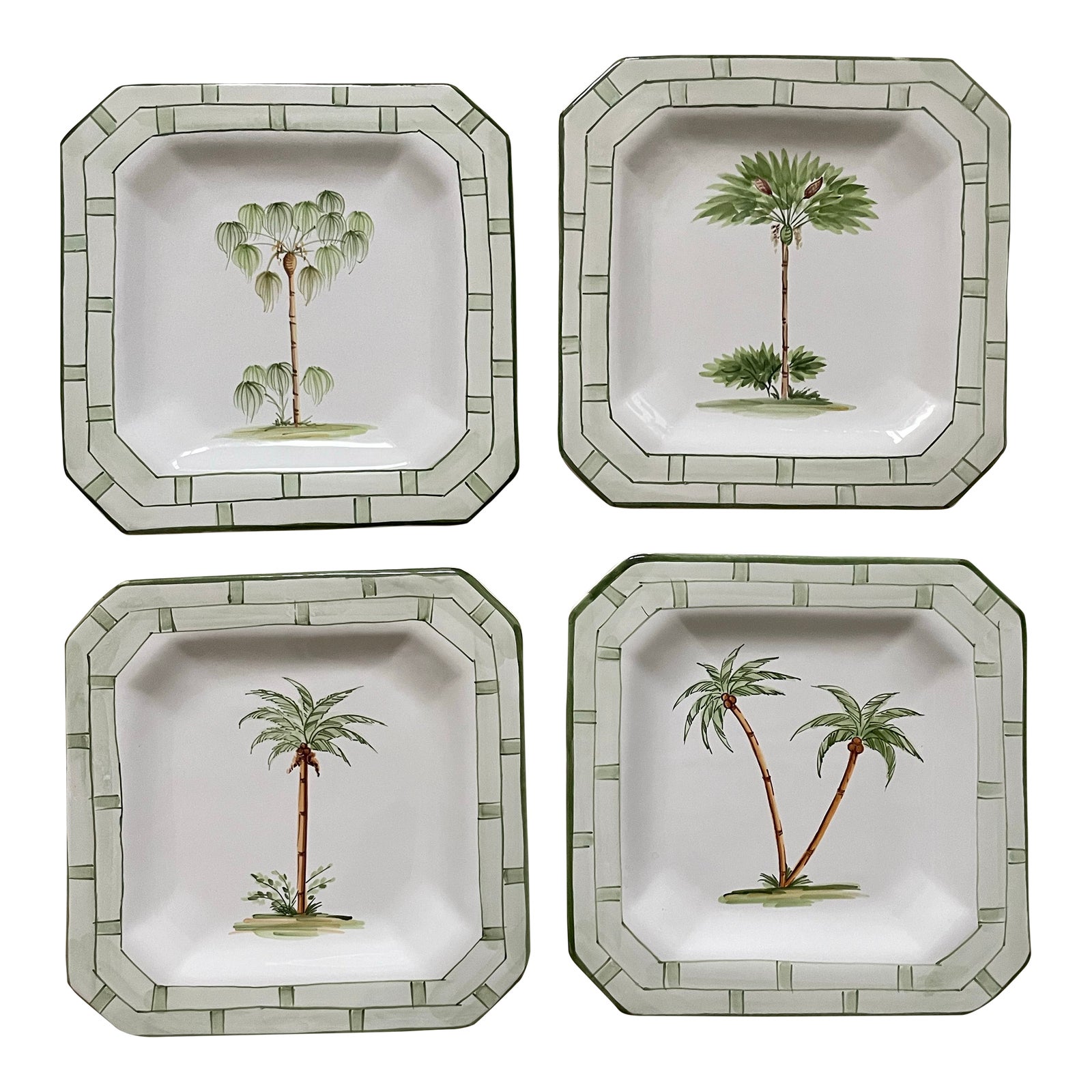 Set of 4 Palm Tree Plates | Chairish