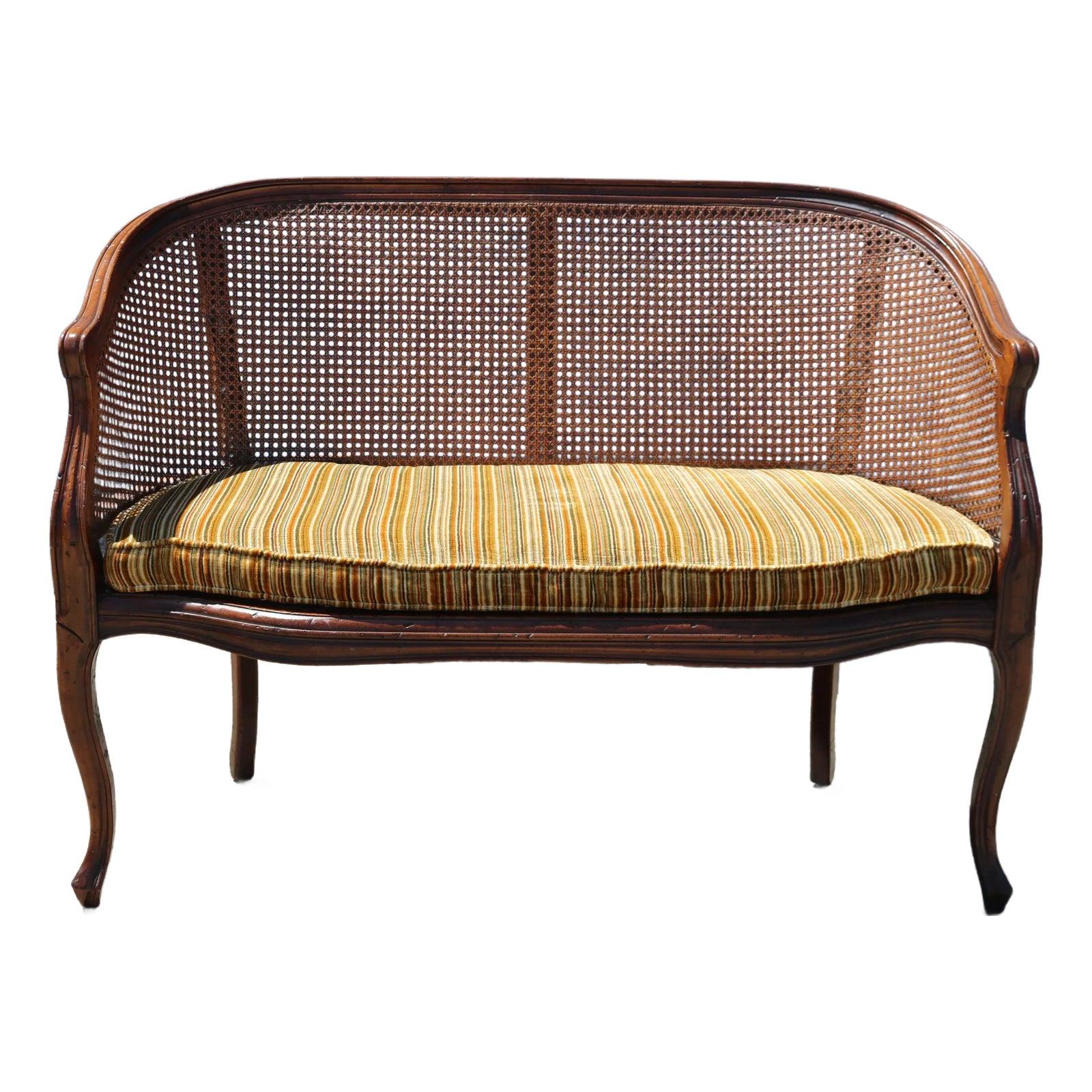 Mid 20th Century Hekman French Provincial Cane Distressed Walnut ...