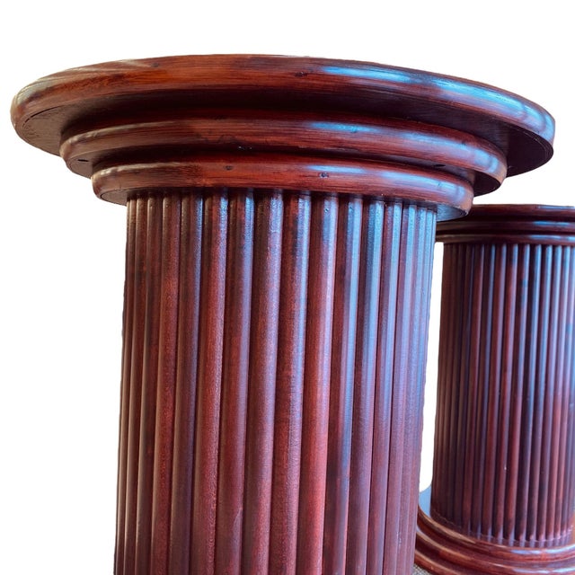 Mahogany Fluted Column Round Dining Table Bases - A Pair | Chairish