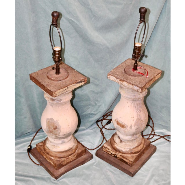 Vintage Italian Carved Stone Balustrade Table Lamps - a Pair | Chairish