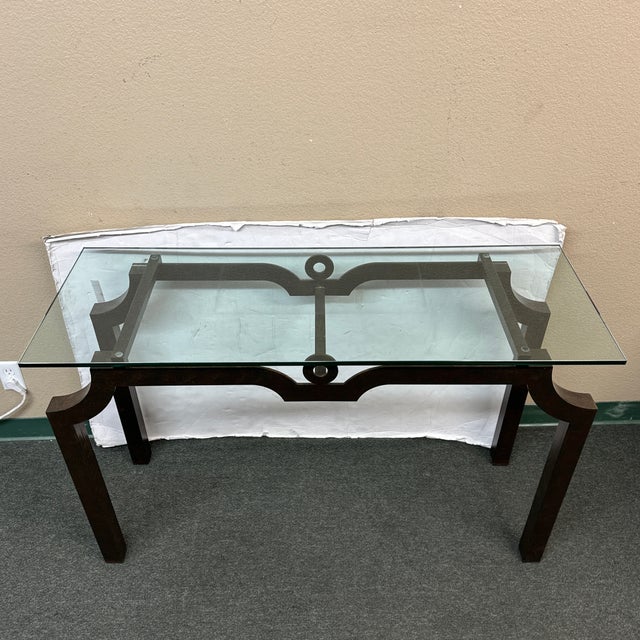 Custom Design Architectural Metal + Glass Console Table | Chairish