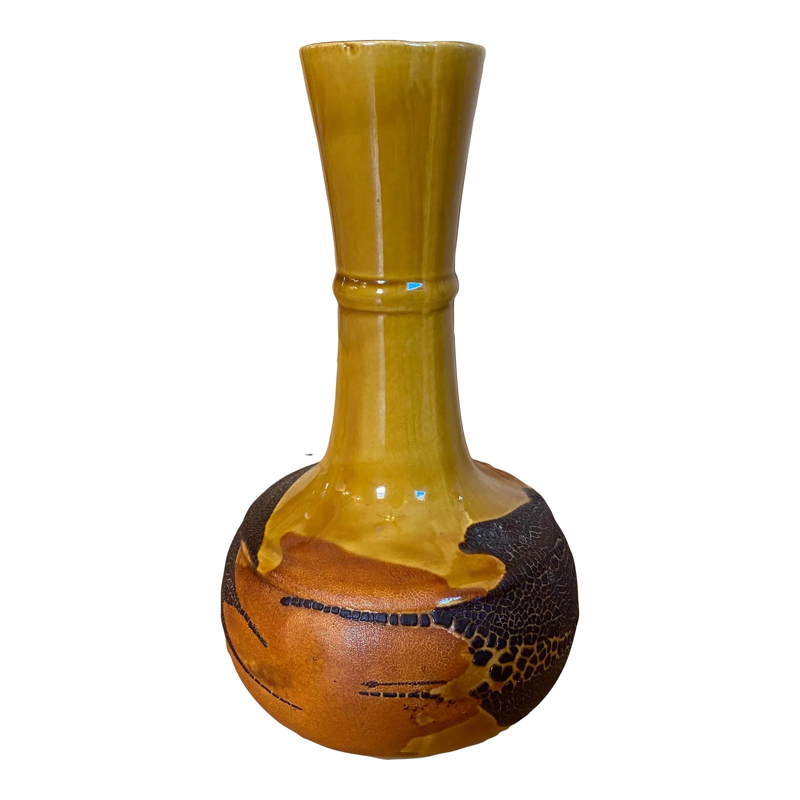 1970's Royal Haeger Yellow Earth Wrap Vase - Unsigned | Chairish