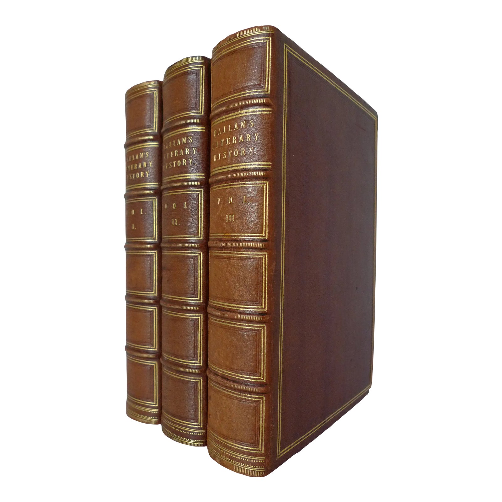 Mid 19th Century Leather Volume Set, Henry Hallam's Introduction to the Literature of Europe, in ...
