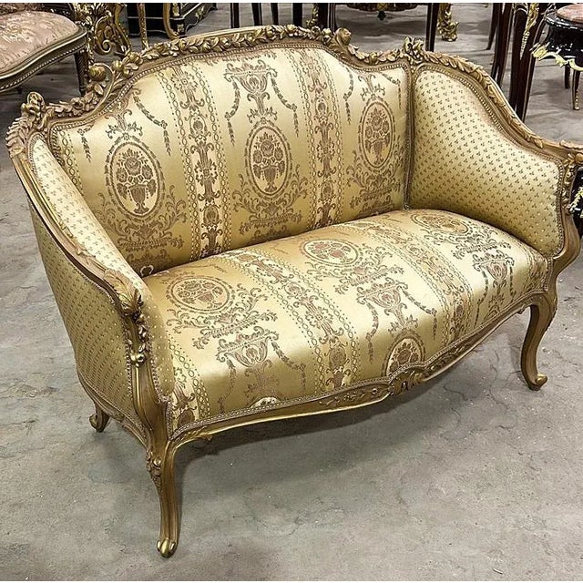French Baroque Style Gold Sofa | Chairish