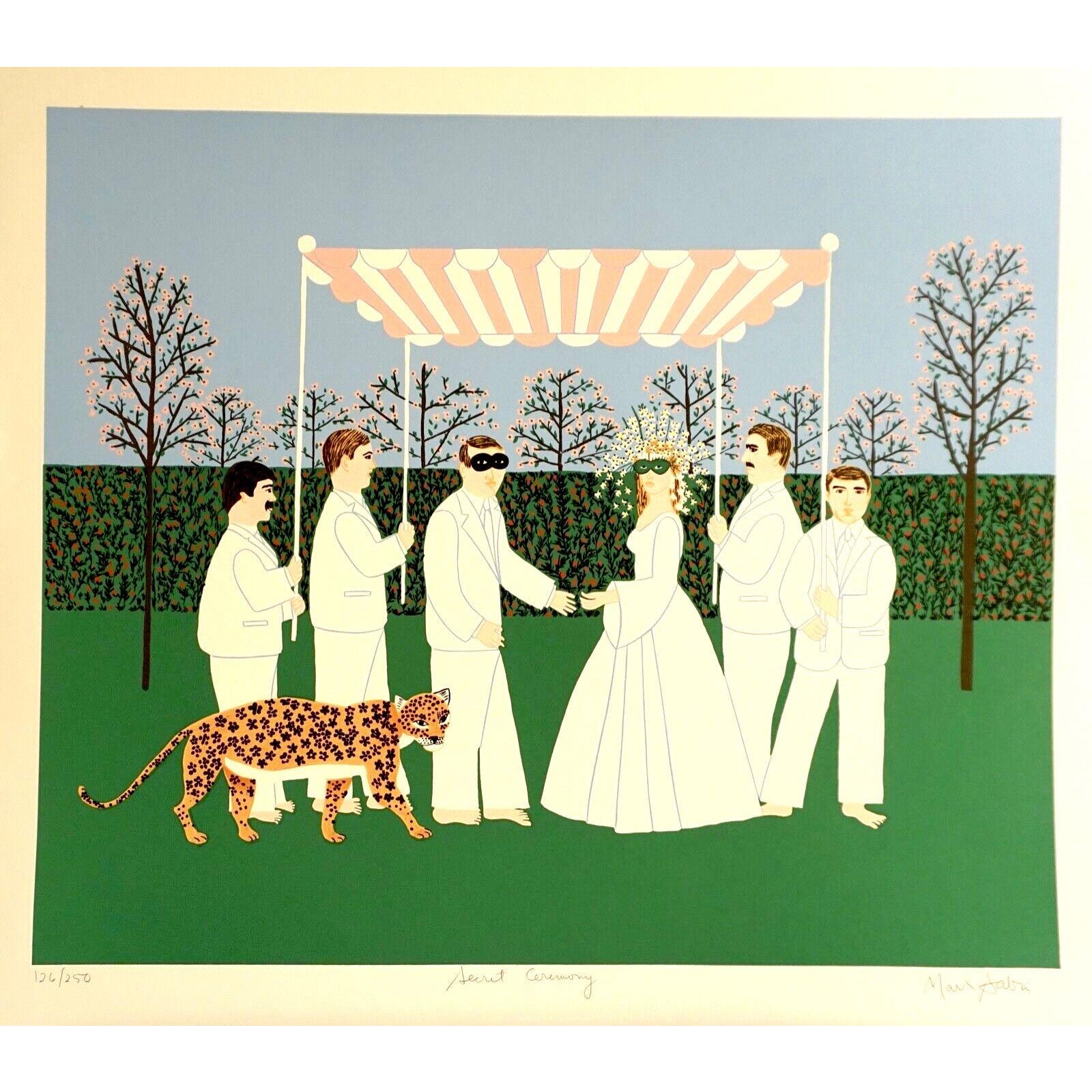 Mark Sabin "Secret Ceremony" Numbered Folk Art Style Figurative Print ...