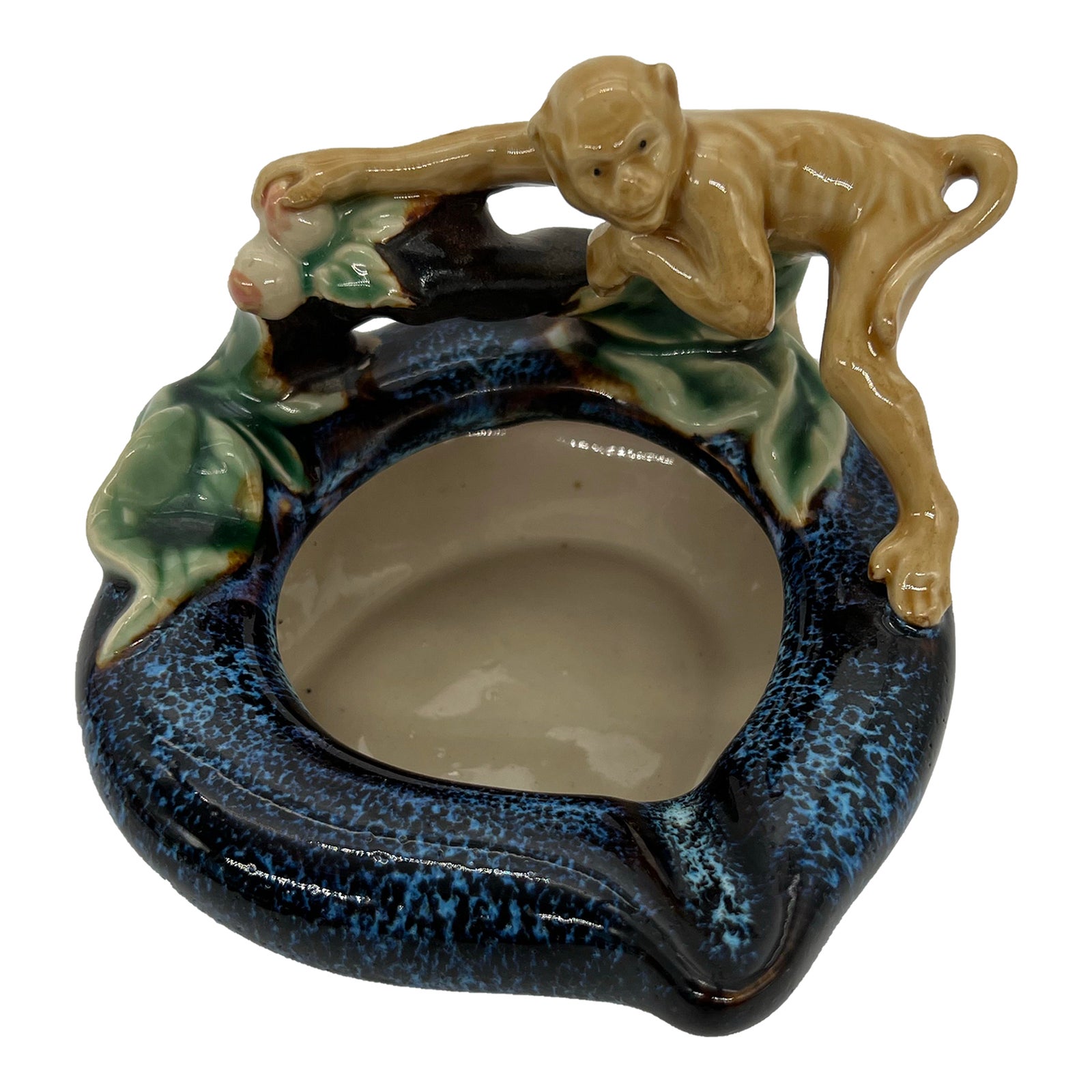 Vintage Chinese Shiwan Flambé Glazed Monkey Dish / Ashtray | Chairish
