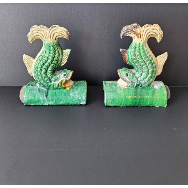 Antique Asian Architectural Figural Fish Roof Tile - a Pair | Chairish