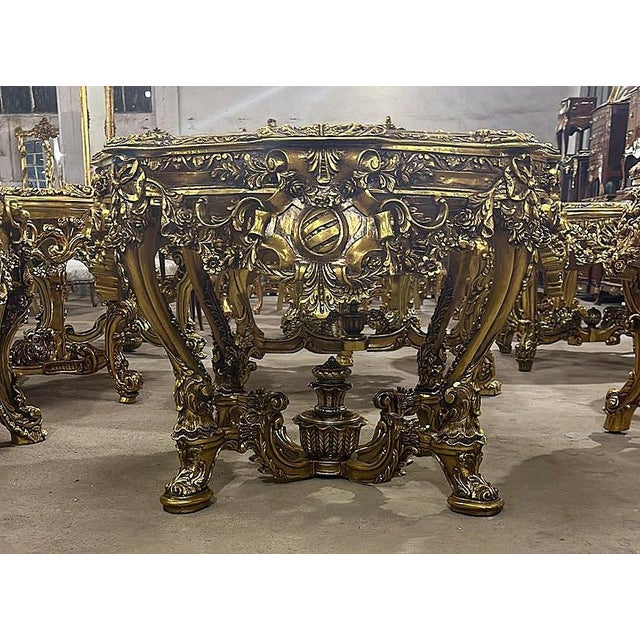 Gold Medium Table Marble Topped French Style | Chairish