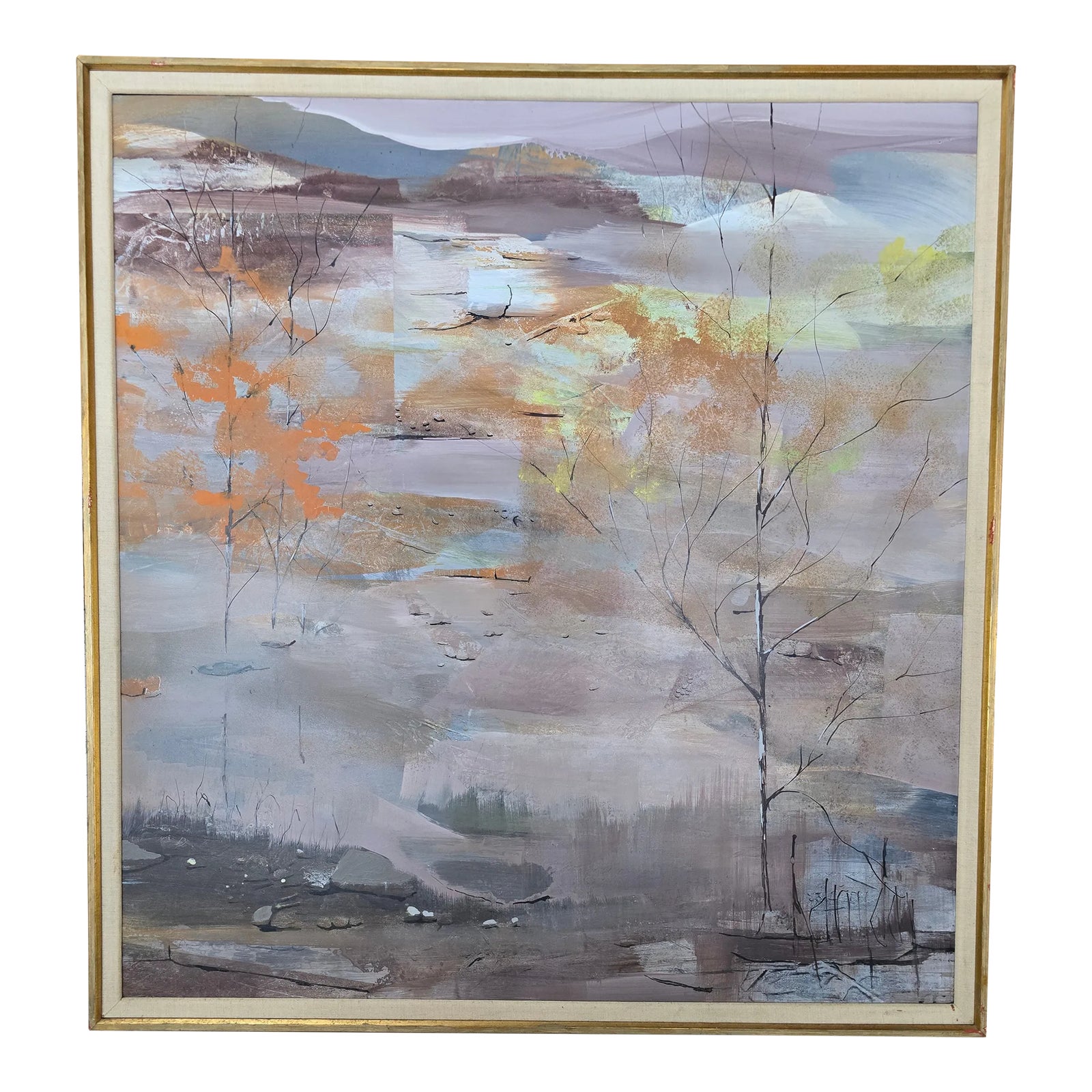 1970s Vintage Mid Century Signed Impressionist Painting Autumn | Chairish