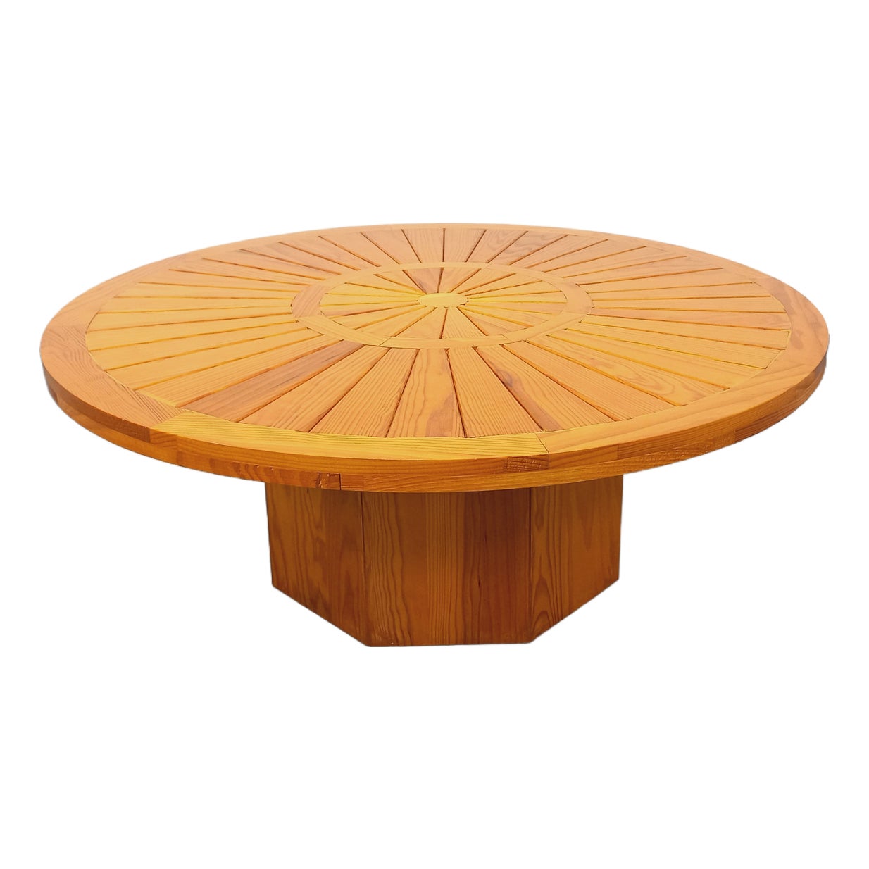 Vintage Round Pine Coffee Table, 1970s | Chairish