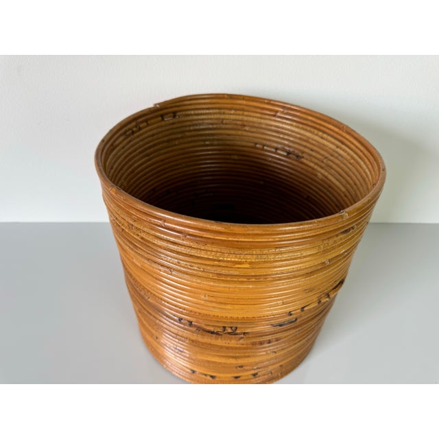 Vintage Italian Gabriella Crespi - Style Pencil Reed Rattan Planter ...