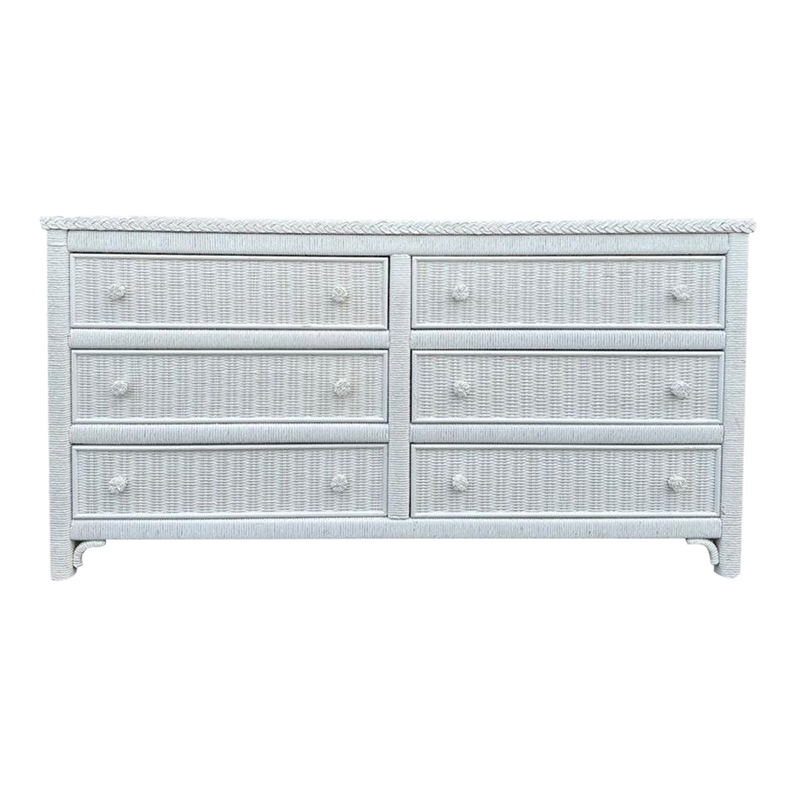 Henry Link Wicker Dresser with 6 Drawers 58” Long | Chairish