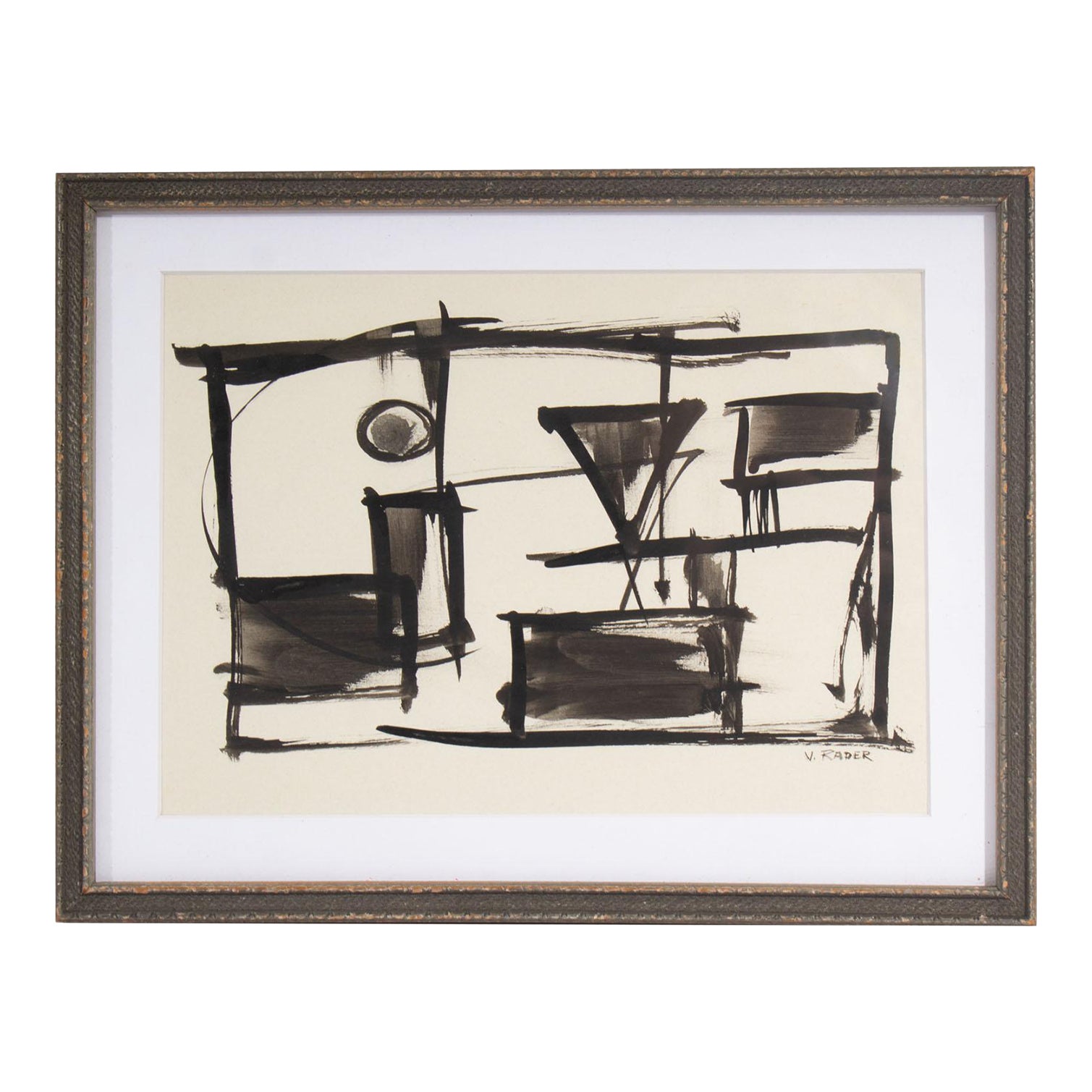 Signed Abstract Ink Drawing by Vern Rader | Chairish