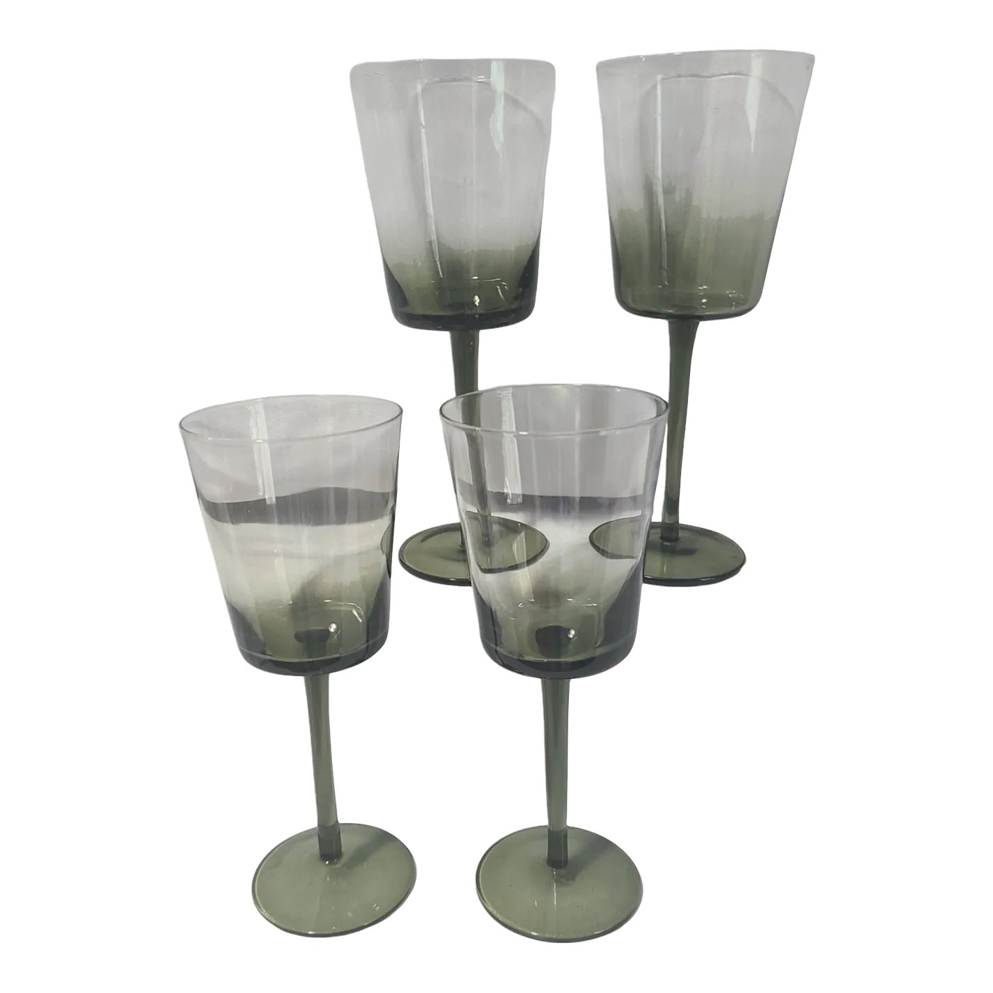 Vintage Mid 20th Century Libbey Two-Tone Gray & Olive Green Wine of ...
