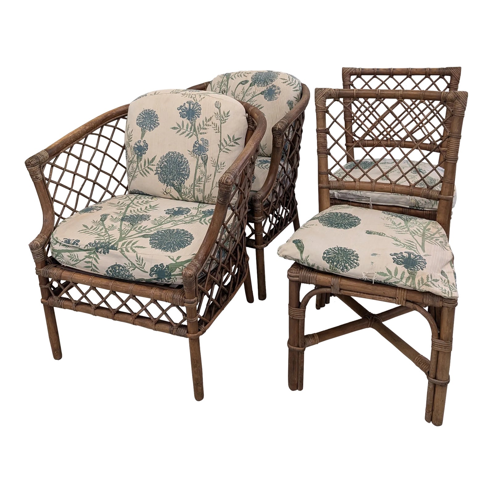 Vintage Bamboo and Reed Chairs - Set 4 | Chairish