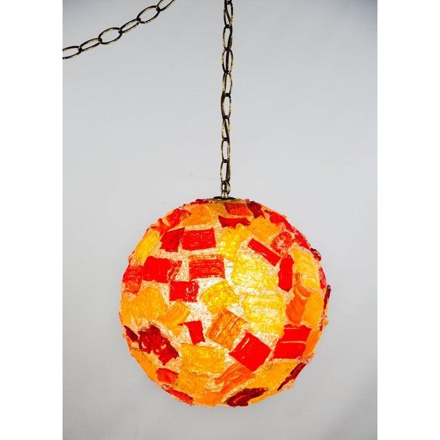 Mid-Century Modern Red Orange and Yellow Swag Pendant Light | Chairish