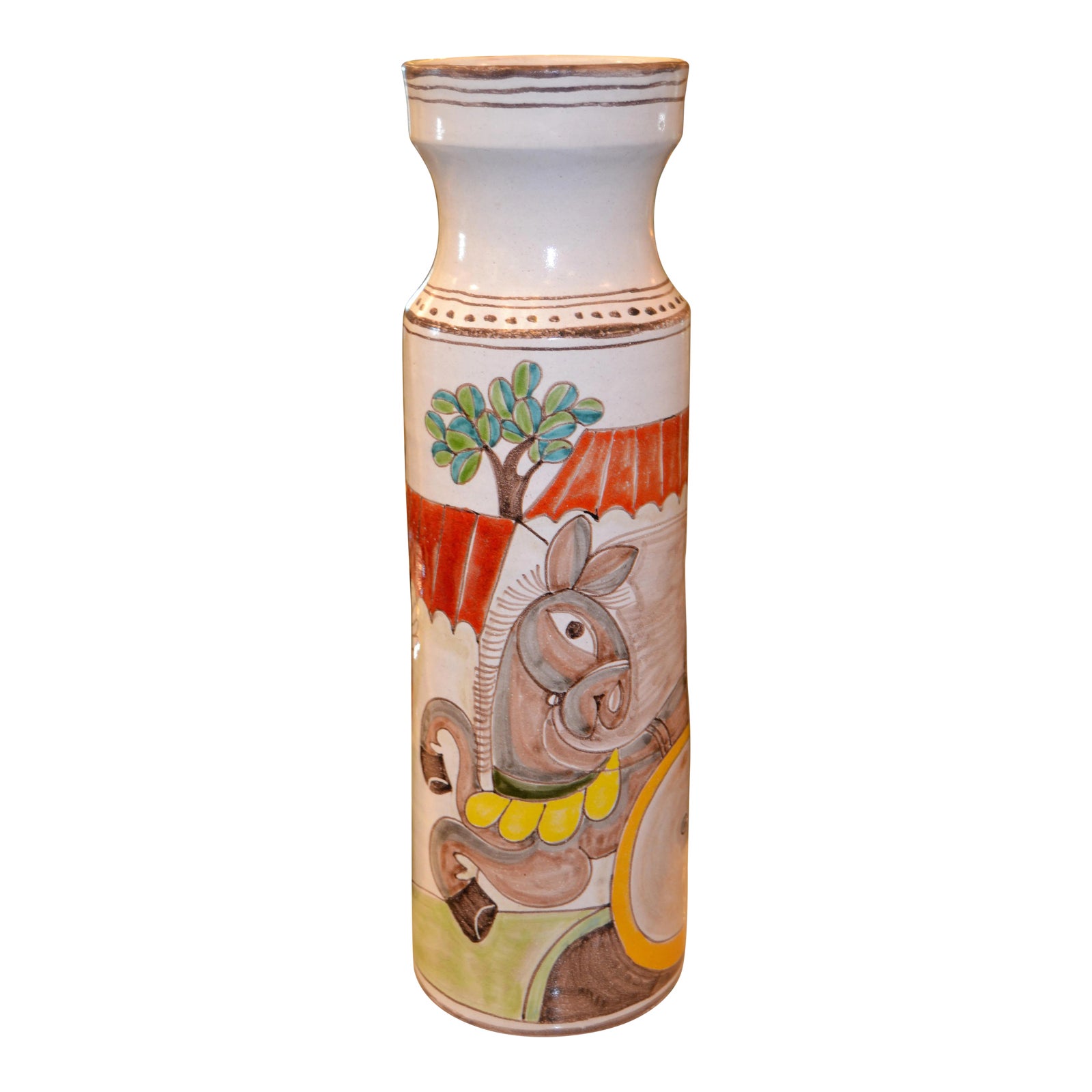 Desimone Hand Painted Tall Art Pottery Flower Vase | Chairish