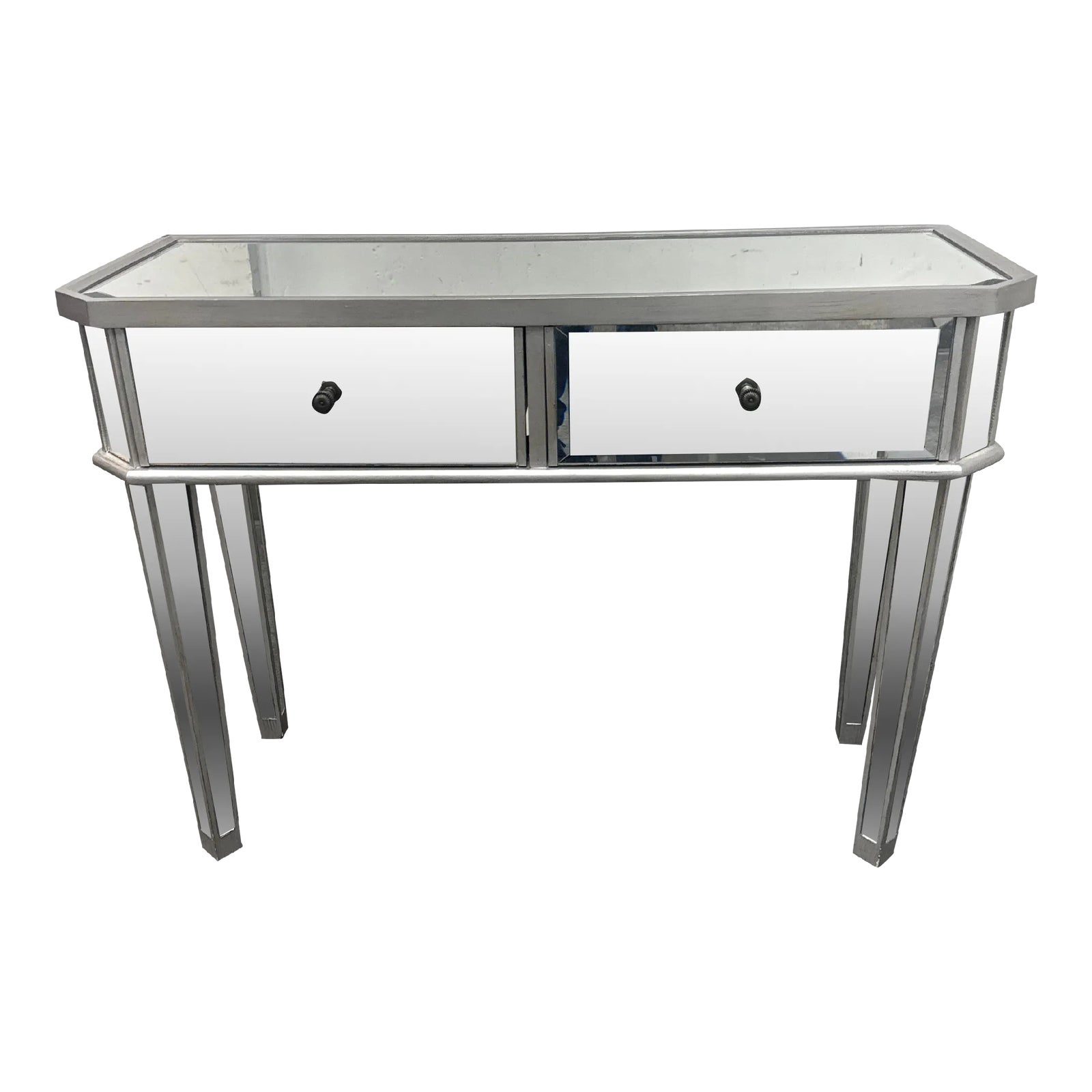 Powell Furniture Silver + Mirrored Console Table | Chairish