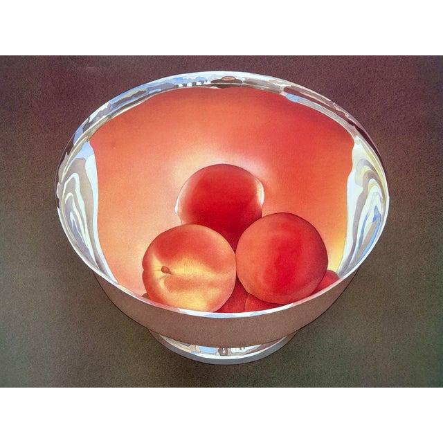 Vintage “Peaches in a Silver Bowl” Signed by Artist Mark Adams ...