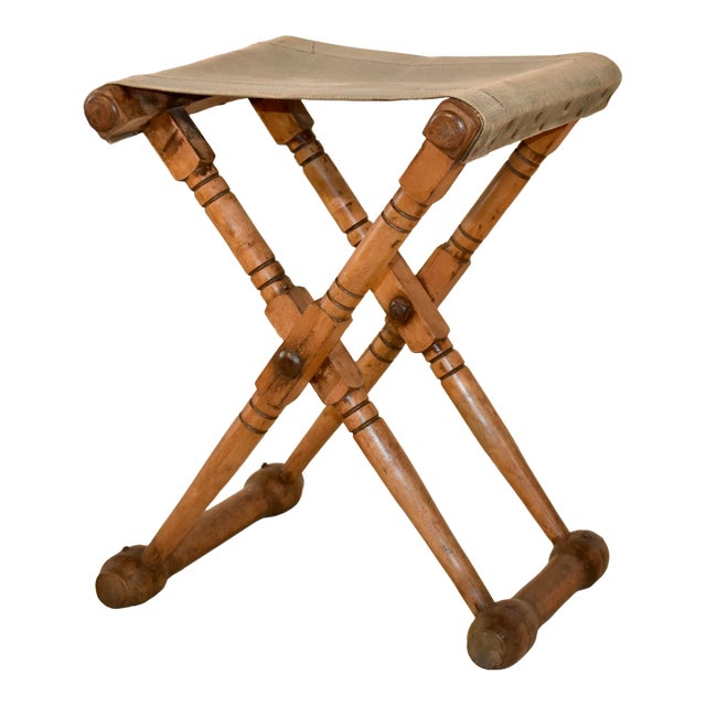 19th Century Campaign Folding Stool | Chairish