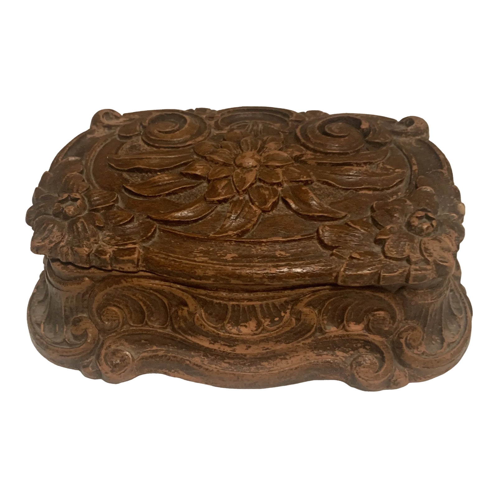 1940s Syroco Carved Wooden Box | Chairish
